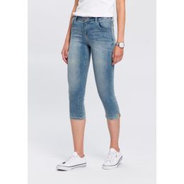 Caprijeans Arizona "Ultra-Stretch", Damen, Gr. 36, N-Gr, blau (blau used), Denim/Jeans, Obermaterial: 74% Baumwolle, 24% Polyester, 2% Elasthan, Basic, skinny fit 3/4-L&auml;nge, Jeans, extra-enger Schnitt, modischer Beinabschluss mit Schlitz