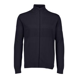 Strickjacke LINDBERGH, Herren, Gr. L, blau (navy), Strick, Obermaterial: 100% Baumwolle, unifarben, regular fit h&uuml;ftbedeckend, Rundhals, Rippb&uuml;ndchen, Strickjacken Strickjacke, mit Stehkragen und Rei&szlig;verschluss