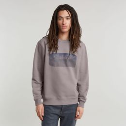 G-Star Raw Sweatshirt G-STAR "Stacked Old Skool Logo R", Herren, Gr. L, grau (elephant skin), Sweatware, Obermaterial: 58% Baumwolle, 42% Polyester, bedruckt, regular fit, Rundhals, Rippbündchen, Sweatshirts