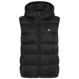 Herren Steppwesteschwarz, Gr. M, Calvin Klein Jeans, unifarben, Web, Obermaterial: 100% Polyamid, Westen, Kapuze, Regular Fit, warm wattiert