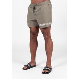 Badeshorts GORILLA WEAR, Herren, Gr. 4XL, US-Gr&ouml;&szlig;en, grau (taupe), 92% Polyester, 8% Elasthan, Badehosen Badeshorts, mit schnelltrocknendem Material
