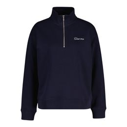 Sweatshirt Gant "SCRIPT HALF ZIP", Damen, Gr. L, evening blau, Sweatware, Obermaterial: 100% Baumwolle, Rippbündchen, Sweatshirts, mit Stehkragen, normale Passform