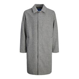 Jack & Jones Langmantel JACK & JONES "JORNORREBRO WOOL BLEND MAC COAT", Herren, Gr. L, braun (chocolate braun checks:checks), Web, Obermaterial: 65% Polyester, 30% Wolle, 5% sonstige Fasern, kariert, Modisch, regular fit, Mäntel