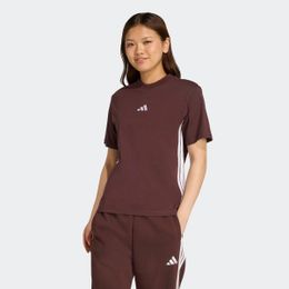 T-Shirt adidas Sportswear "W 3S SJ T", Damen, Gr. M, weiß (shadow braun, weiß), Obermaterial: 100% Baumwolle, normal, Rundhals, Shirts