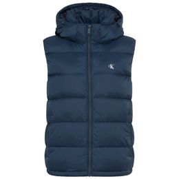 Steppweste Calvin Klein Jeans, Herren, Gr. L, ink, Web, Obermaterial: 100% Polyamid, unifarben, regular fit normal, hoch geschlossener Ausschnitt, Westen Steppweste, Kapuze, Regular Fit, warm wattiert