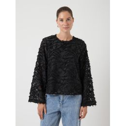 Langarmshirt Y.A.S "YASPARIA LS TOP NOOS", Damen, Gr. 38, schwarz, Jersey, Obermaterial: 100% Polyester, unifarben, regular fit hüftbedeckend, Rundhals, Shirts