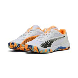 Tennisschuh Puma "NOVA COURT", Gr. 40, weiß (Puma weiß, Puma schwarz, vivid blau, heat fire), Textil, mehrfarbig, Schuhe