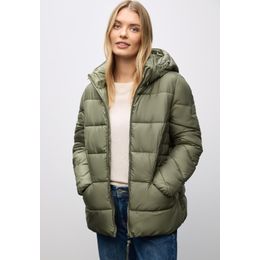 Steppjacke Street One, Damen, Gr. 38, lichen gr&uuml;n, Stoff, Obermaterial: 100% Polyester; Futter: 100% Polyester, unifarben, normal kurz, ohne Ausschnitt, B&uuml;ndchen, Jacken Steppjacke, mit Kapuze