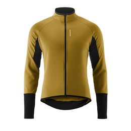 Fahrradjacke Gonso "ROAD JACKET SOFTSHELL 2 M", Herren, Gr. 3XL, senf, 80% Polyester, 15% Polyamid, 5% Elasthan, Rundhals, Jacken Fahrradjacke, Herren Softshell-Jacke, atmungsaktive Radjacke, Tight Fit