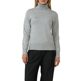 Strickpullover s.Oliver BLACK LABEL, Damen, Gr. 38, grau, Strick, Obermaterial: 71% Viskose, 29% Polyester, unifarben, slim fit taillenbedeckt, ohne Ausschnitt, Rippbündchen, Pullover, mit Rollkragen
