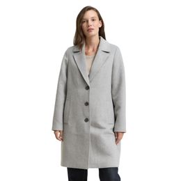 Wollmantel Tom Tailor, Damen, Gr. XL, medium silber grau melange, Strick, Obermaterial: 75% Polyester, 21% Wolle, 2% Polyacryl, 2% Polyamid. Futter: 100% Polyester, meliert, regular fit kniefrei, gerader Abschluss, Mäntel, mit Eingrifftaschen