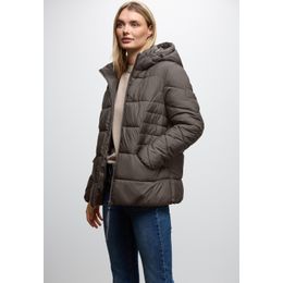 Steppjacke Street One, Damen, Gr. 44, nomad braun, Stoff, Obermaterial: 100% Polyester; Futter: 100% Polyester; Füllung: 100% Polyester, unifarben, normal kurz, ohne Ausschnitt, Bündchen, Jacken, mit Kapuze