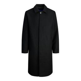 Jack & Jones Langmantel JACK & JONES "JORNORREBRO WOOL BLEND MAC COAT", Herren, Gr. L, schwarz, Web, Obermaterial: 65% Polyester, 30% Wolle, 5% sonstige Fasern, unifarben, Modisch, regular fit, Mäntel