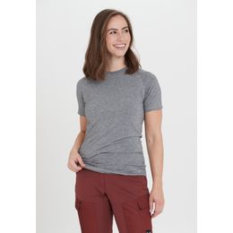 T-Shirt WHISTLER "Athene", Damen, Gr. 40, grau (hellgrau), 28% Wolle, 5% Elasthan, 67% Viskose, unifarben, normal, Rundhals, Shirts T-Shirt, mit hohem Rundhalsausschnitt