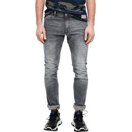 Slim-fit-Jeans QS, Herren, Gr. 38, Länge 34, grau (grau washed), Denim/Jeans, Obermaterial: 99% Baumwolle, 1% Elasthan, unifarben, slim fit knöchellang, Jeans, im Five-Pocket Style