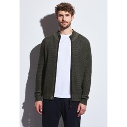 Cardigan Street One MEN, Herren, Gr. XL (44), schwarz olive grün, Feinstrick, 100% Baumwolle, unifarben, normal normal, hoch geschlossener Ausschnitt, Bündchen, Strickjacken, aus reiner Baumwolle