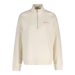 Sweatshirt Gant "SCRIPT HALF ZIP", Damen, Gr. L, cream, Sweatware, Obermaterial: 100% Baumwolle, Rippbündchen, Sweatshirts, mit Stehkragen, normale Passform