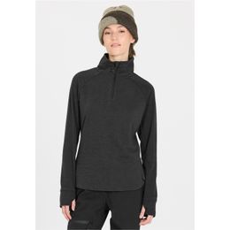 Funktionsshirt WHISTLER "Kajsa", Damen, Gr. 36, grau (dunkelgrau), 92% Polyester, 8% Elasthan, unifarben, normal, hoch geschlossener Ausschnitt, Shirts Funktionsshirt, mit w&auml;rmendem Stehkragen und Halbrei&szlig;verschluss