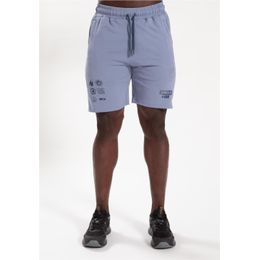 Shorts GORILLA WEAR, Herren, Gr. M, US-Größen, blau (grau, blau), 95% Baumwolle, 5% Elasthan, bedruckt, kurz, Hosen, mit verstellbarem Kordelzug im Bund