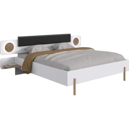 Futonbett wimex "Toscana", grau (wei&szlig;, absetzung hirnholz, nachbildung, polster graphit, wei&szlig;, absetzung hirnholz, nachbildung, polster graphit, wei&szlig;), B:260cm H:95cm L:210cm, Betten, Futonbett, Mit indirekter LED Beleuchtung