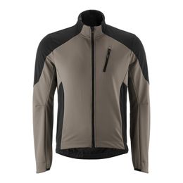 Fahrradjacke Gonso "TRAIL JACKET SOFTSHELL M", Damen, Gr. L, grau (terragrau), 100% Polyester, Rundhals, Jacken Fahrradjacke, Wasserabweisend, strapazierf&auml;hig, atmungsaktiv