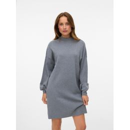 V&eacute;ro Moda Strickkleid VERO MODA "VMNANCY LS FUNNELNECK DRESS GA NOOS", Damen, Gr. M, N-Gr, grau (medium grau melange), Feinstrick, Obermaterial: 52% Viskose, 28% Polyester, 20% Nylon, unifarben, loose fit, Rippb&uuml;ndchen, Kleider Strickkleid