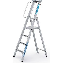 Zarges Alu-Stehleiter mit großer Plattform, mit beidseitigem Handlauf zum Selbstanbau, 4 Stufen
