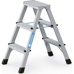 Zarges Profi-Stufenleiter, eloxiert, beidseitig begehbar, 2 x 3 Stufen