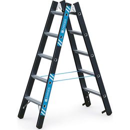 Zarges Schwerlast-Stehleiter, beidseitig begehbar, 2 x 5 Sprossen
