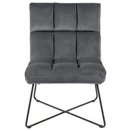 Loungesessel Actona GROUP, grau (dunkelgrau), B:62cm H:90cm T:86cm, Sessel, Samtvelours und quadratische Steppnähte, verschiedene Variationen