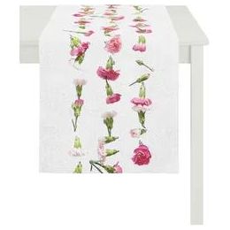 Tischläufer Apelt "3941 SUMMER GARDEN, Sommerdeko, Sommer", rosa (weiß, rosa), B:40cm L:140cm, Baumwolle, Tischdecken
