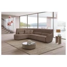 Ecksofa Egoitaliano "Puffy, extravagant & edel, Retro Designsofa, hoher Sitzkomfort, L-Form", braun (mud), B:330cm H:88cm T:205cm, Luxus-Micofaser Lederoptik (100% Polyester) ist ein neues technisches Gewebe mit einem visuellen und taktilen Aspekt, der dem Nubuk sehr nahe kommt, mit innovativen Eigenschaften. Seine außerordentliche Weichheit kommt von einem exklusiven Produktionsprozess, der Unrei