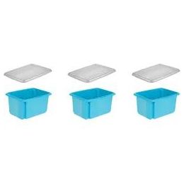 Organizer keeeper "emil", blau, B:28,5cm H:20,5cm T:38cm, Polypropylen, Aufbewahrungsboxen, Aufbewahrungsbox, 15 L, mit Deckel, hochwertiger Kunststoff