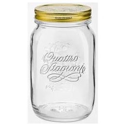 Einmachglas Bormioli Rocco "Quattro Stagioni", transparent (klar), B:42cm H:17,7cm, Lebensmittelaufbewahrungsbeh&auml;lter, luftdicht verschlie&szlig;bar, goldener Schraubverschluss