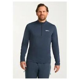 Stehkragenpullover Jack Wolfskin "SKY THERMAL HZ M", Herren, Gr. L52, blau (midnight, sky), Oberstoff: 100% POLYESTER, Pullover