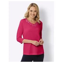 3/4-Arm-Shirt Classic Basics "3/4-Arm-Shirt", Damen, Gr. 40, pink, 100% Baumwolle, bedruckt, gemustert, mehrfarbig, metallic, V-Ausschnitt, Shirts