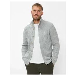 Strickjacke Brax "Style JEFF", Herren, Gr. 4XL, grau (hellgrau), 50% Wolle, 25% Viskose, 25% Polyamid, Strickjacken