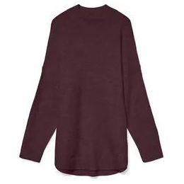 Véro Moda Strickpullover VERO MODA "VMPLAZA LS HIGHNECK LONG PULLOVER GA BOO", Damen, Gr. M, rot (winetasting detail:melange), Strick, Feinstrick, Obermaterial: 64% Polyester, 19% Polyacryl, 8% Nylon, 5% Wolle, 4% Elasthan, meliert, modisch, oversize Po-bedeckend, hoch geschlossener Ausschnitt, Langarm Strickbündchen, Pullover