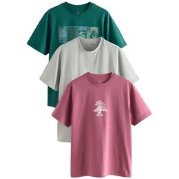 next T-Shirt Herren Gr&ouml;&szlig;e XS hellgrau / gr&uuml;n / magenta / wei&szlig;