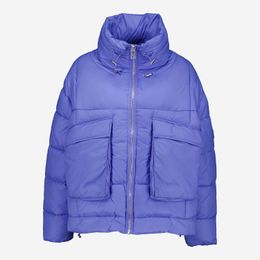 Blaue Pufferjacke mit Hoch Kragen
