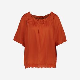 Orangefarbene Bluse mit Rundhalsausschnitt