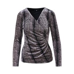 Koroshi Shirt Damen Gr&ouml;&szlig;e L hellgrau / schwarz / wei&szlig;