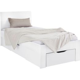 Bett Rauch "Einzelbett Doppelbett Stauraum FLEXX Breiten 90/140/180 cm", weiß, B:95cm H:90cm L:209cm, Betten, Einzelbett Doppelbett Stauraum FLEXX Breiten 90/140/180 cm