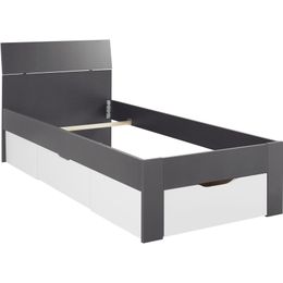 Bett Rauch "Einzelbett Doppelbett Stauraum FLEXX Breiten 90/140/180 cm", weiß (graumetallic, weiß), B:95cm H:90cm L:209cm, Betten, Einzelbett Doppelbett Stauraum FLEXX Breiten 90/140/180 cm