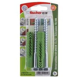 Fischer 2x Universald&uuml;bel UX GREEN 12x70 S mit Schraube - 524815