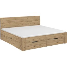 Bett Rauch "Einzelbett Doppelbett Stauraum FLEXX Breiten 90/140/180 cm", braun (eiche artisan), B:185cm H:90cm L:209cm, Betten, Einzelbett Doppelbett Stauraum FLEXX Breiten 90/140/180 cm