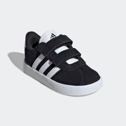Klettschuh adidas Sportswear "VL COURT 3.0", Gr. 23, schwarz-weiß (core schwarz, cloud weiß, core schwarz), Leder, Synthetik, Schuhe, für Kinder, inspiriert vom Design des adidas samba