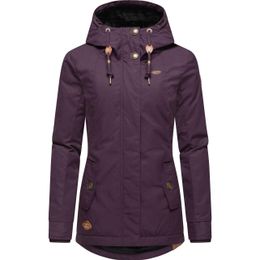 Winterjacke Ragwear "Monade", Damen, Gr. L (40), lila (pflaume), Obermaterial: 65% Polyester, 35% Baumwolle; Futter: 100% Polyester; Wattierung 100% Polyester, figurbetont Po-bedeckend, verstellbar Rippstrickbündchen mit Druckknopf, Jacken, Damen Winterparka mit Kapuze und m. Fleece gefüttert, Topseller