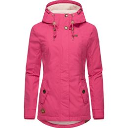 Winterjacke Ragwear "Monade", Damen, Gr. S (36), pink (fuchsia), Obermaterial: 65% Polyester, 35% Baumwolle; Futter: 100% Polyester; Wattierung 100% Polyester, figurbetont Po-bedeckend, verstellbar Rippstrickbündchen mit Druckknopf, Jacken, Damen Winterparka mit Kapuze und m. Fleece gefüttert, Topseller
