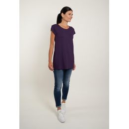 Longshirt Seidel Moden, Damen, Gr. 36, lila (pflaume), Jersey, Obermaterial: 95% Viskose, 5% Elasthan, unifarben, normal Po-bedeckend, Rundhals, angeschnitten abgesteppte Kante, Shirts, MADE IN GERMANY